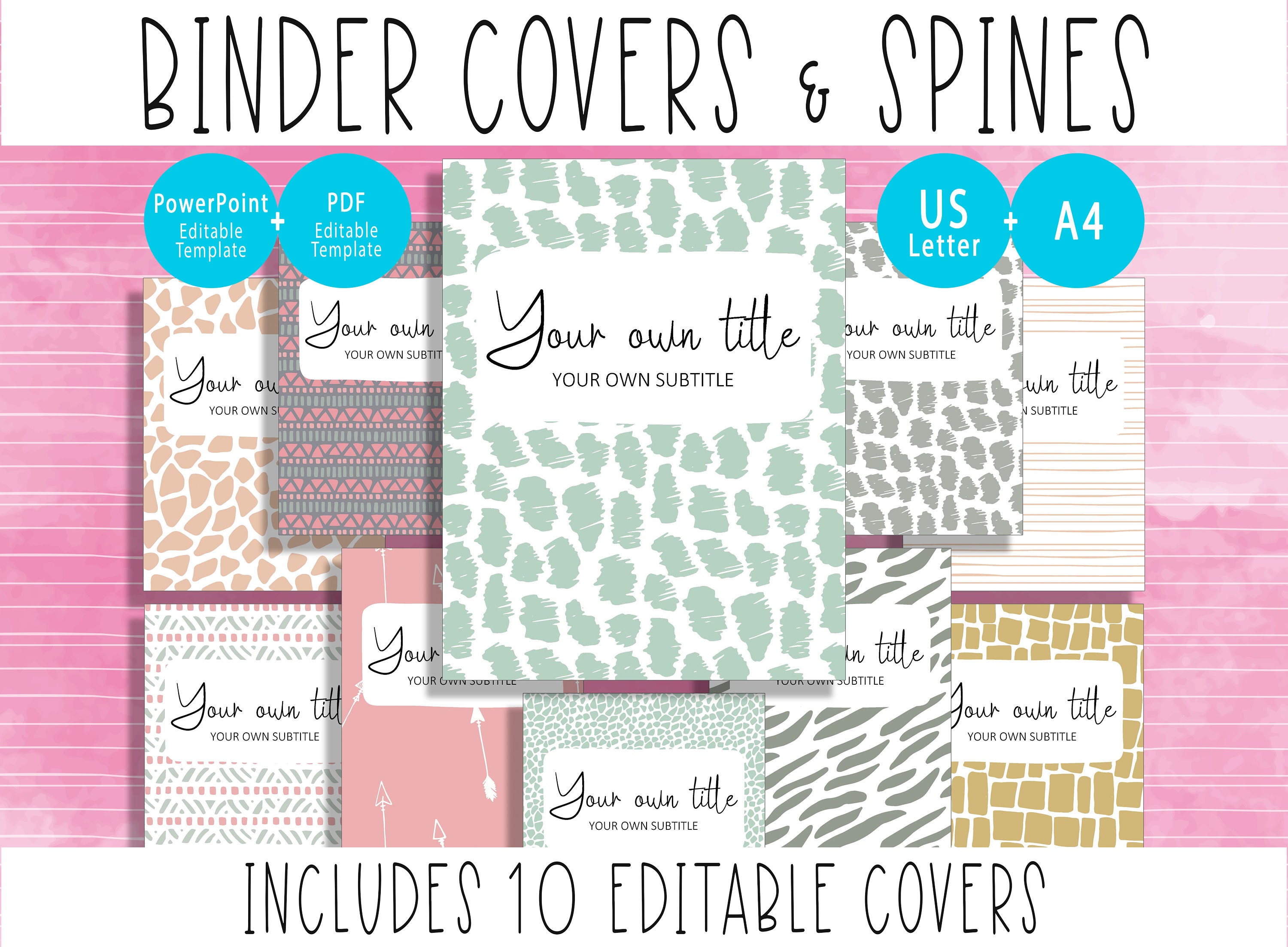 10 Editable Binder Covers, Includes 1", 1.5", 2" Spines, Book Covers ...