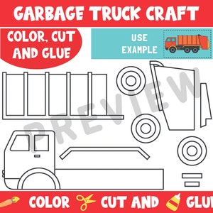 Garbage Truck Craft Activity - Color, Cut, and Glue for Prek to 2nd ...
