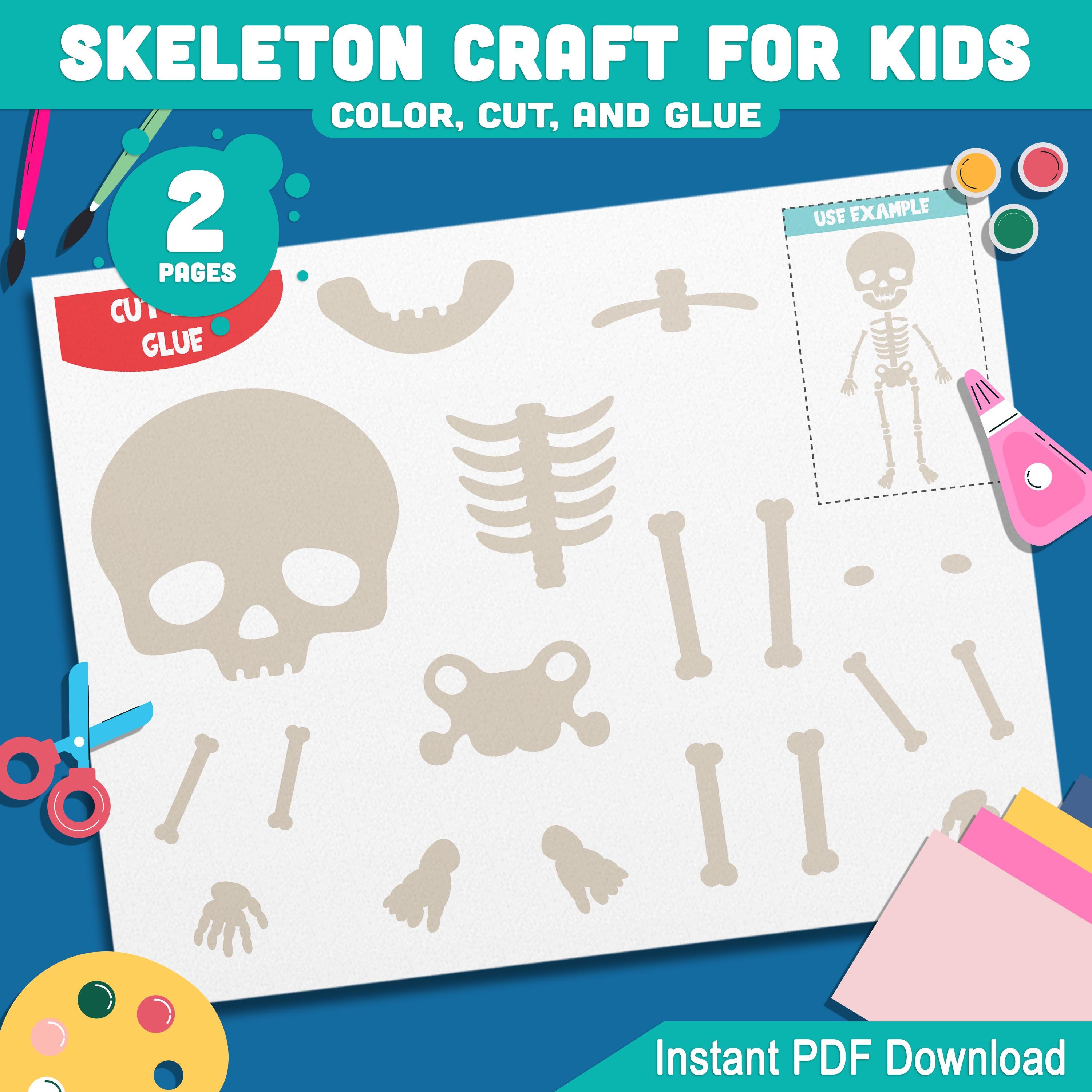 Human Body Skeleton Craft: Fun Color, Cut, and Glue Activity for Kids ...