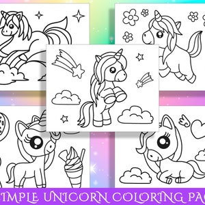 Simple Unicorn Coloring Pages: 25 Fun Activity Sheets for Preschool and ...