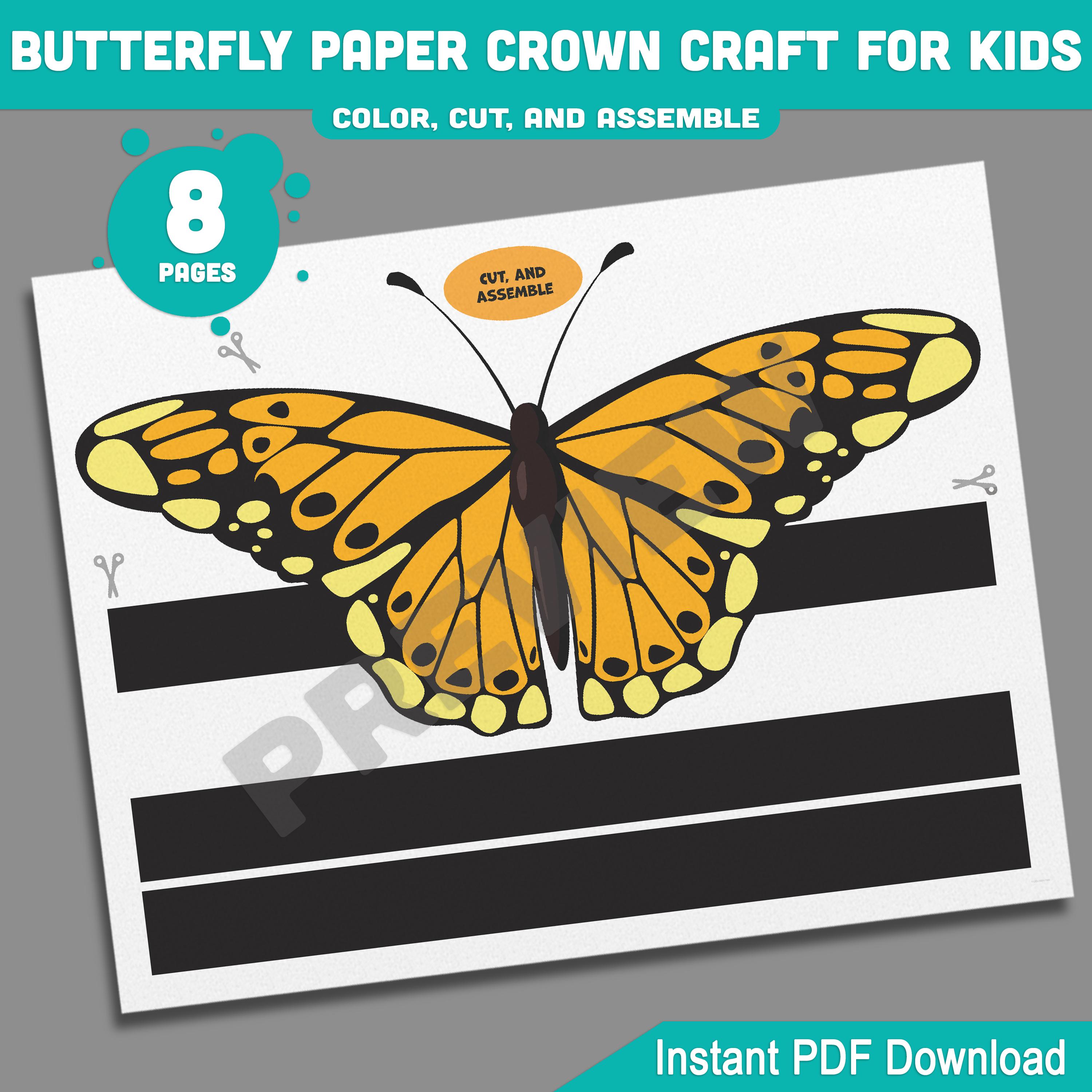 Butterfly Paper Crown Craft for Kids – 4 Fun Spring Headband and Hat ...