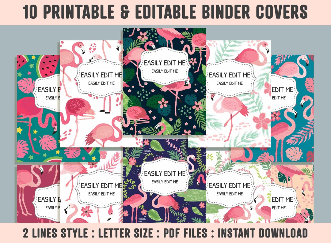 Flamingos in Different Poses Binder Cover 10 Printable & - Etsy