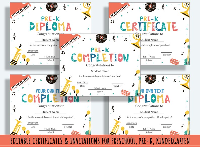 Customizable Diplomas, Certificates, and Invitations for Preschool and ...