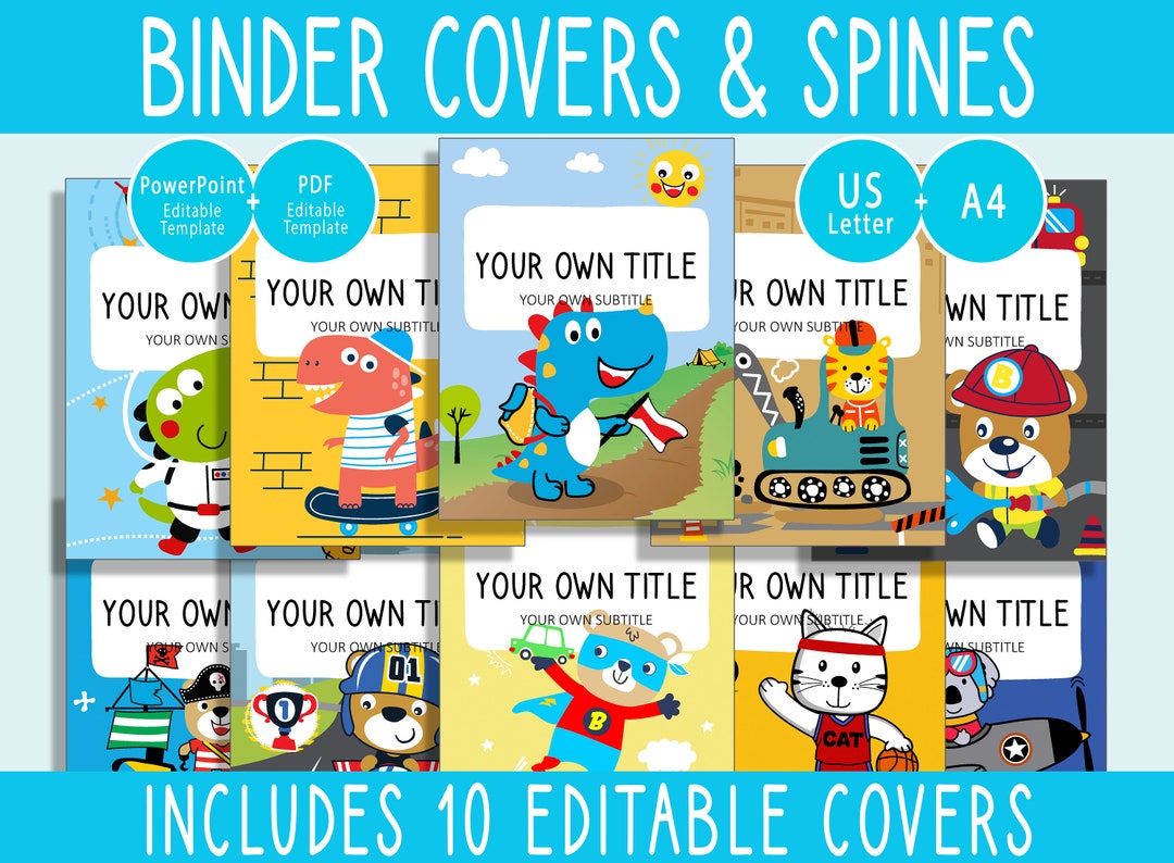 10 Editable Boys Binder Covers Includes 1 1.5 2 - Etsy