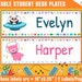 Student Desk Plates, 30 Printable/editable Space Animals Classroom Name ...