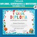 Editable 1st Grade Graduation, 1st to 8th Grade Diploma, Certificate of ...