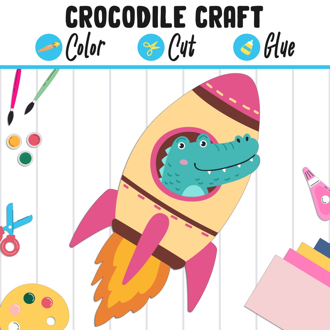 Crocodile Craft : Color, Cut, and Glue, a Fun Activity for Pre K to 2nd ...