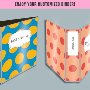Pastel & Bright Colors Polka Dot Binder Cover, 10 Printable/editable ...