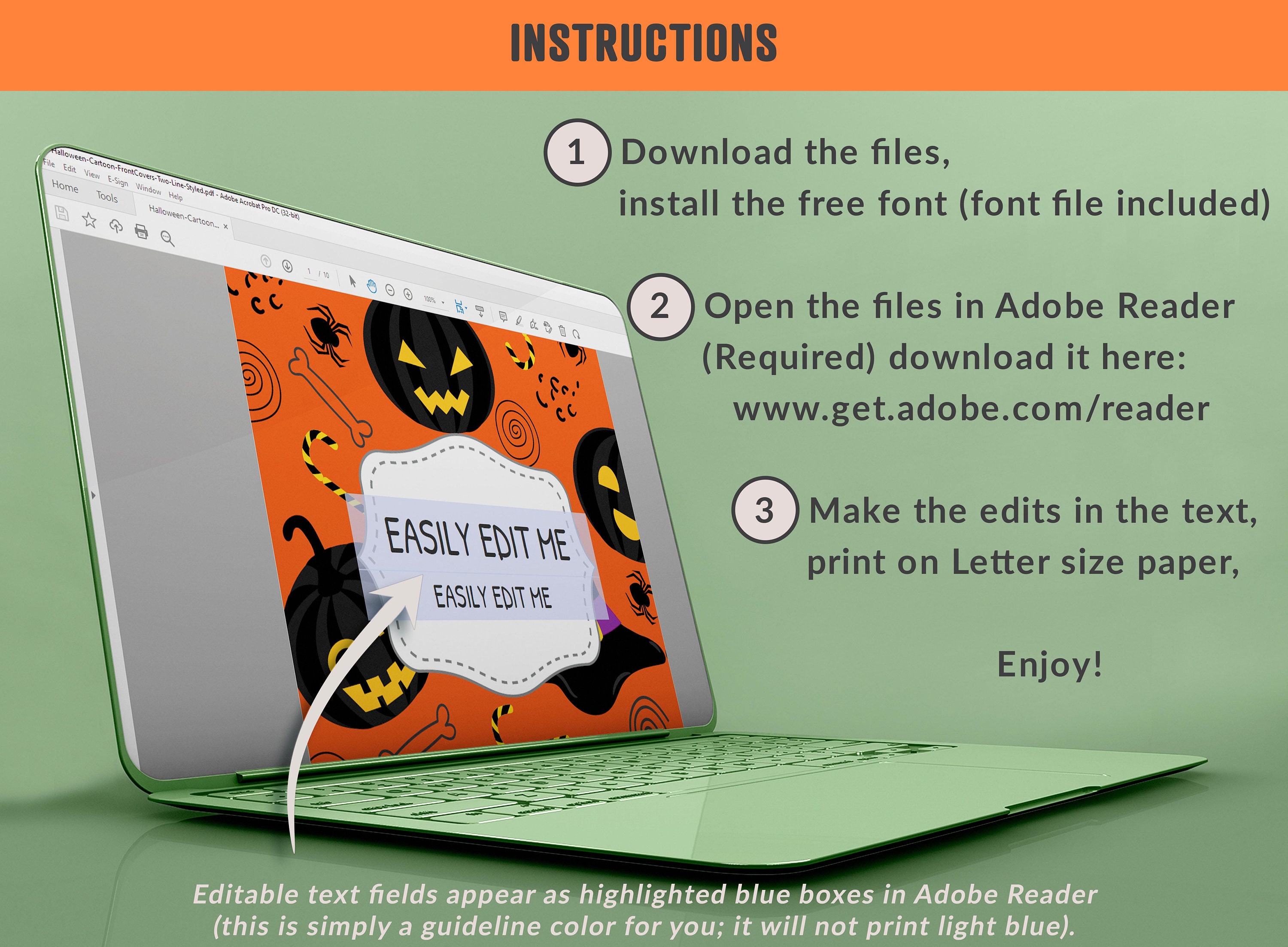 Halloween Cartoon Trick or Treat Binder Cover 10 Printable & - Etsy
