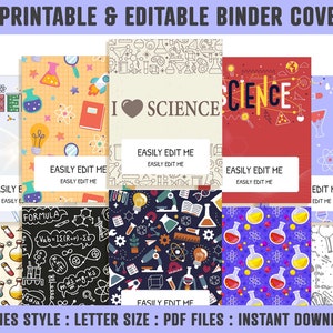 Science Binder Cover, 10 Printable & Editable Covers+spines, Binder ...