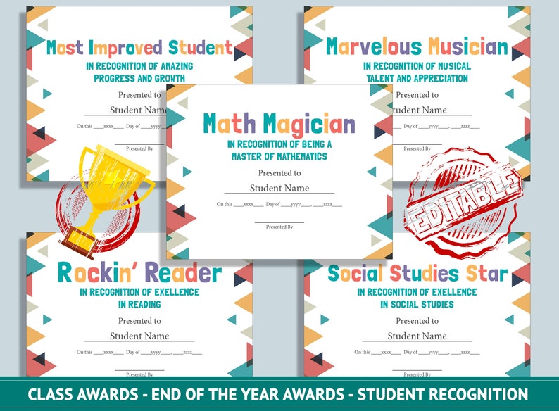 Editable End of the Year Activities, End of School Year Awards, Student ...