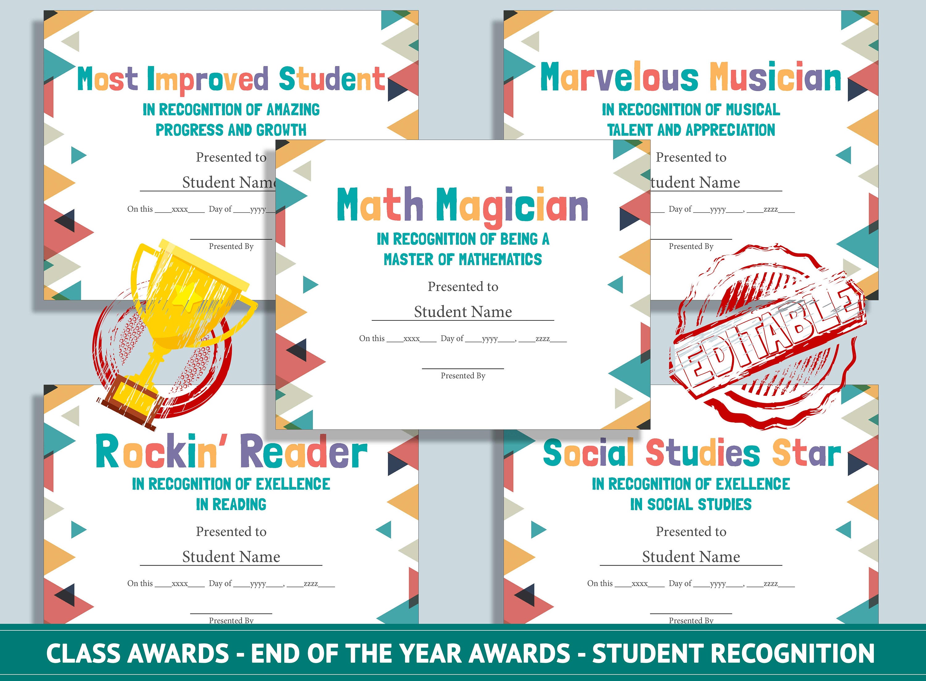 Editable End of the Year Activities, End of School Year Awards, Student ...