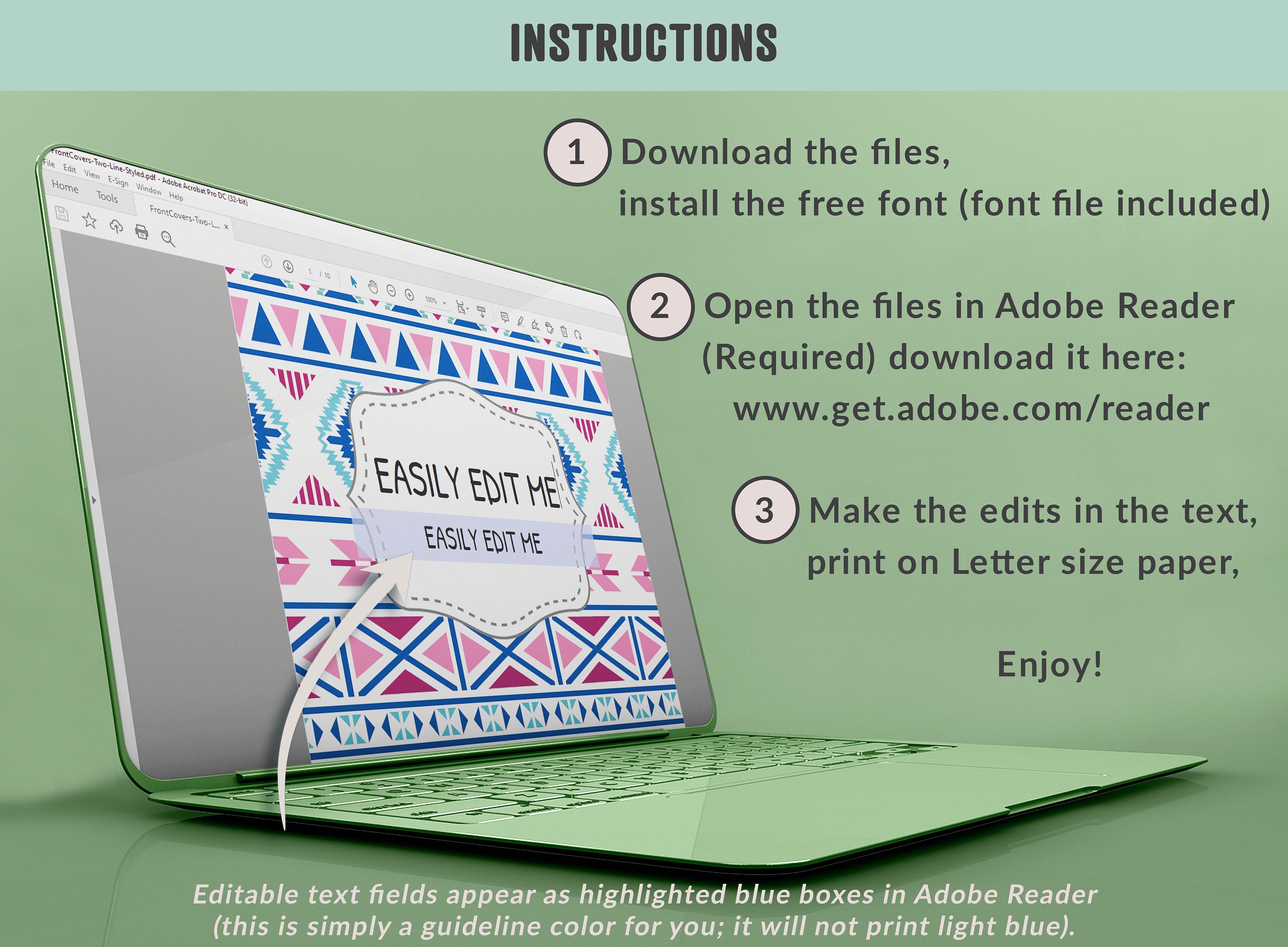 Navajo/tribal Binder Cover, 10 Printable/editable Covers Spines, Binder ...