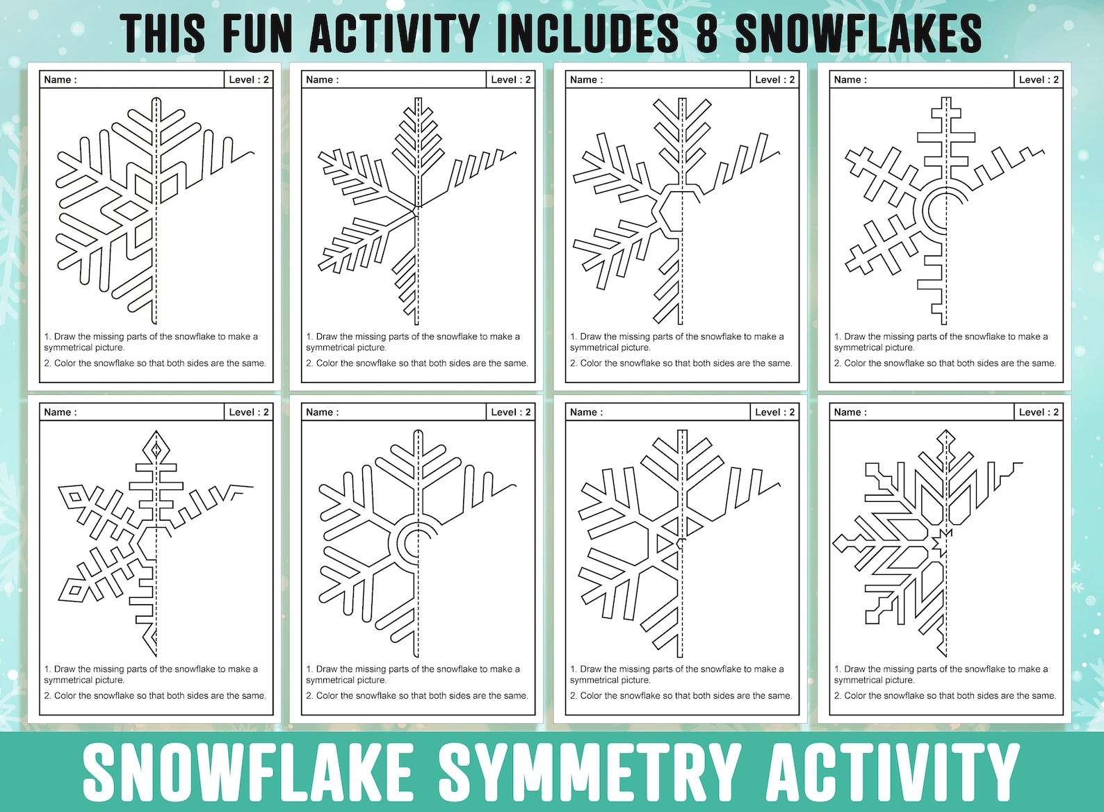 Snowflake Symmetry Worksheet, Snowflake Theme Lines of Symmetry ...