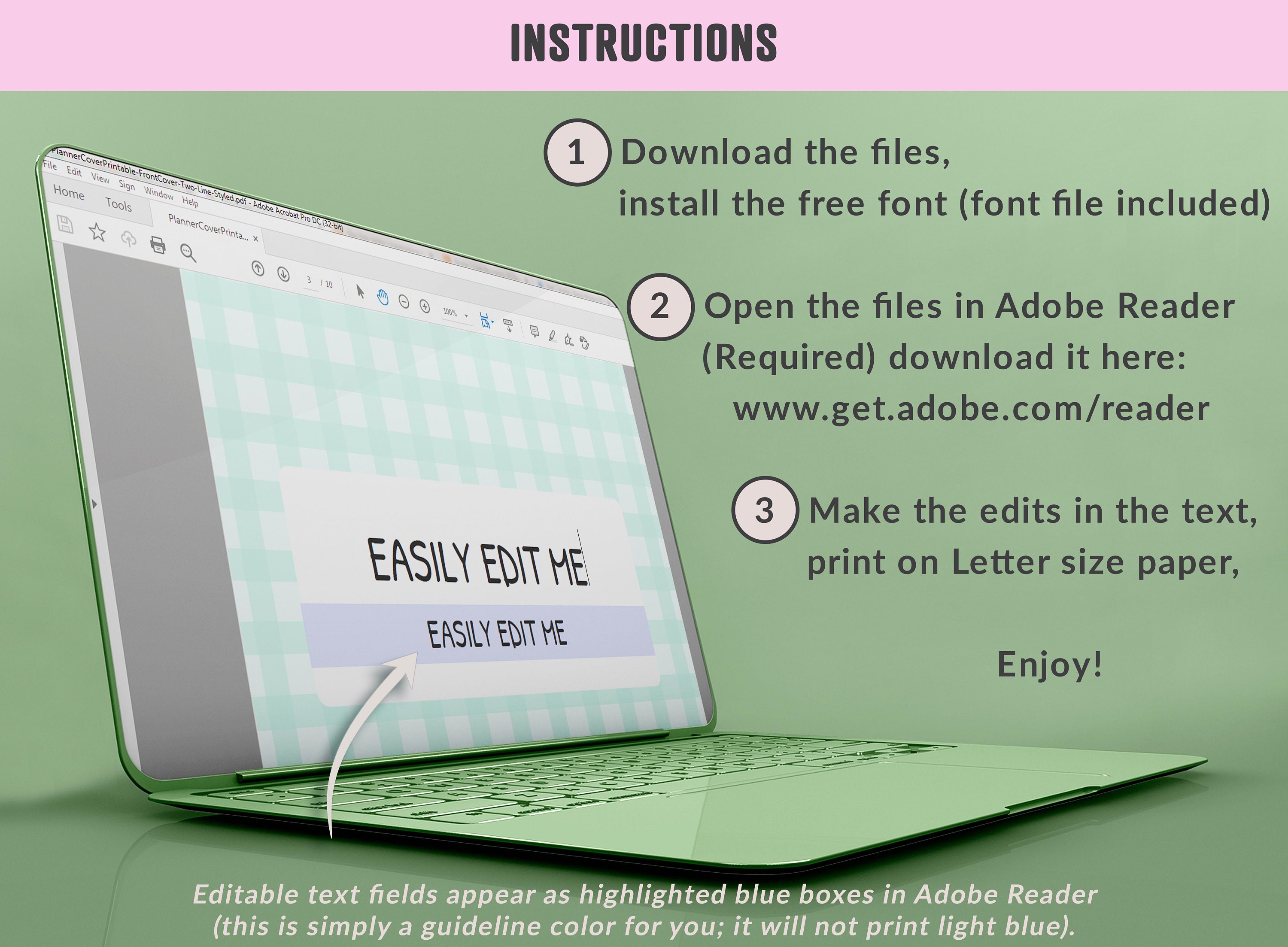 Planner Cover Printable, 10 Printable & Editable Binder Covers+spines ...