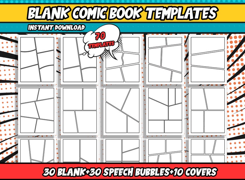 70 Comic Strip Templates, Create Your Own Comic Book, Includes: 30 ...