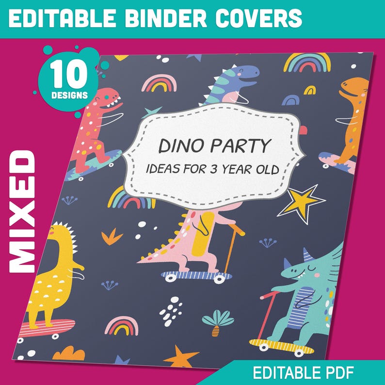Binder Cover Personalized, 10 Printable/editable Covers + Spines ...