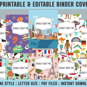 Travel to World, Cultural Travel Binder Cover, 10 Printable & Editable ...
