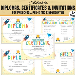 Fun and Editable Preschool, Pre-k, and Kindergarten Diplomas ...