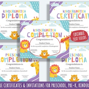 37 Pages of Editable Diploma, Certificate, and Invitation Templates for ...