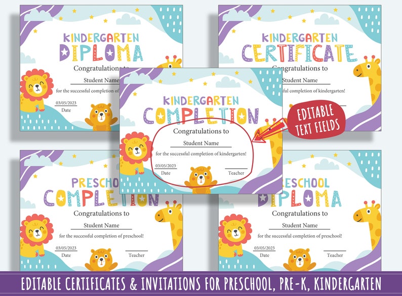 37 Pages of Editable Diploma, Certificate, and Invitation Templates for ...