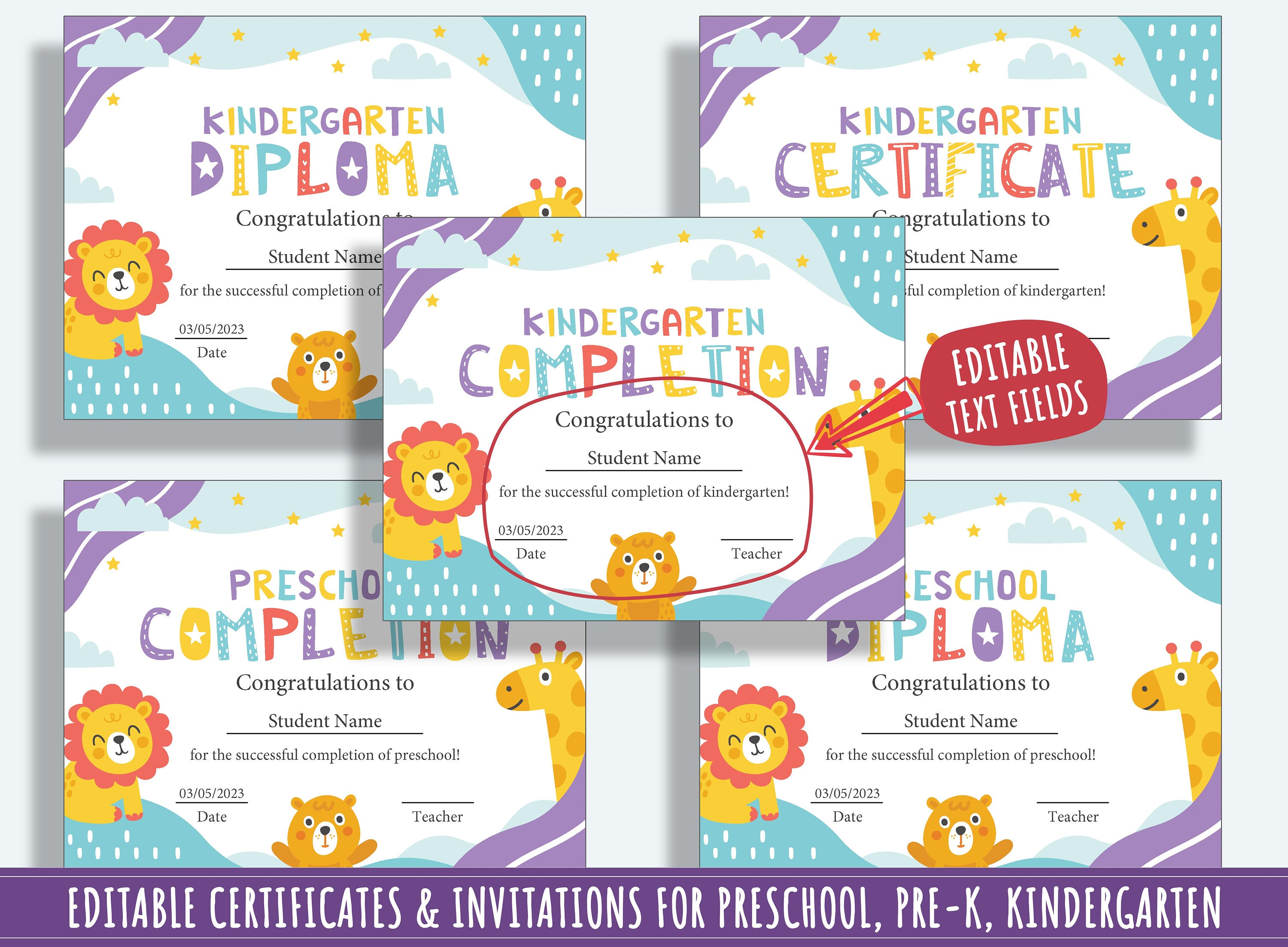 37 Pages of Editable Diploma, Certificate, and Invitation Templates for ...