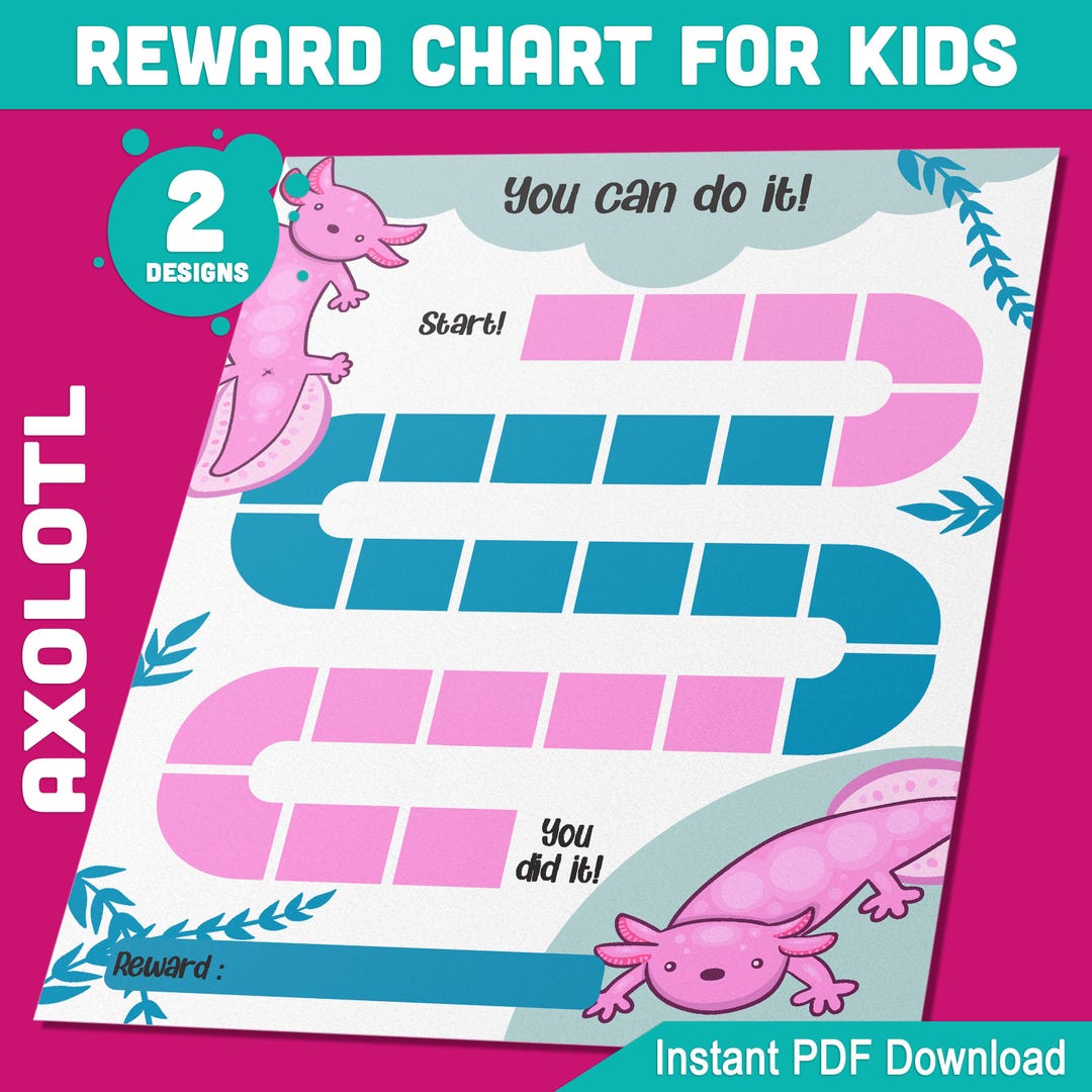 Printable Axolotl Reward Chart for Kids, Adorable and Fun Behavior ...