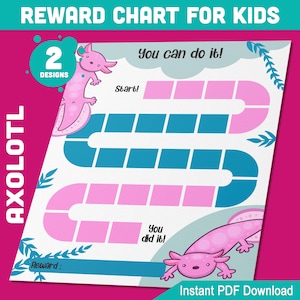 Printable Axolotl Reward Chart for Kids, Adorable and Fun Behavior ...