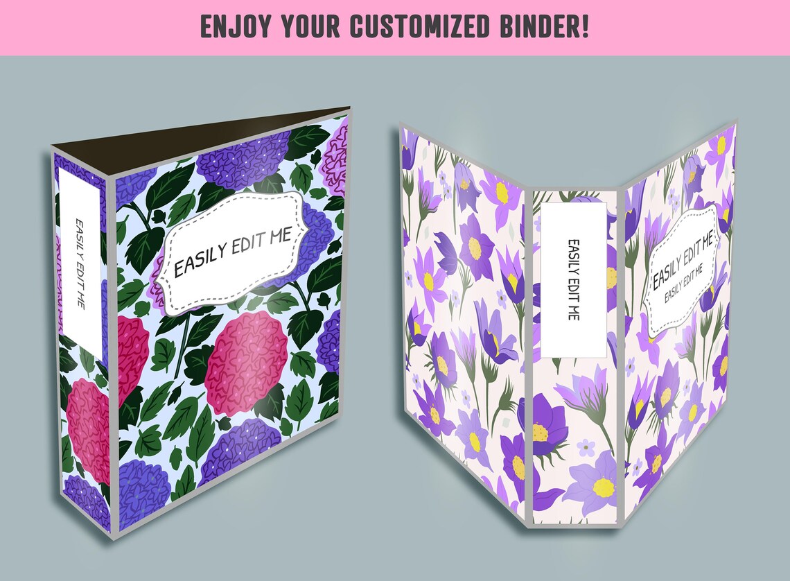 Blooming Flowers Binder Cover, 10 Printable/editable Binder Covers ...
