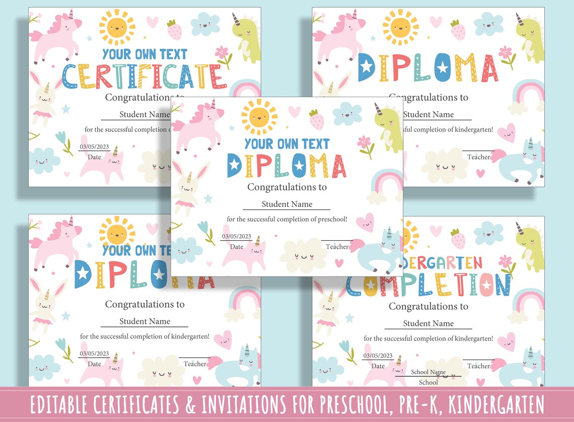 Editable Graduation Certificates, Diplomas, and Invitations Template ...