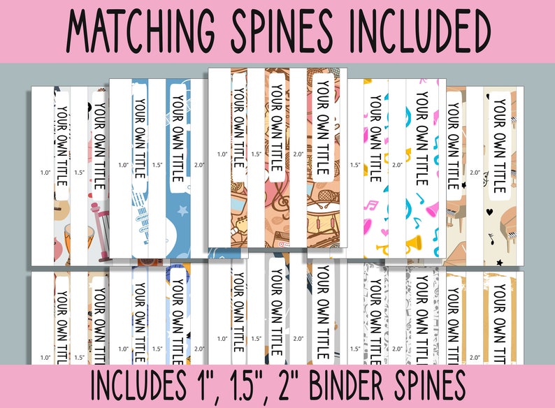 10 Editable Musical Instruments Binder Covers, Includes 1, 1.5, 2 ...