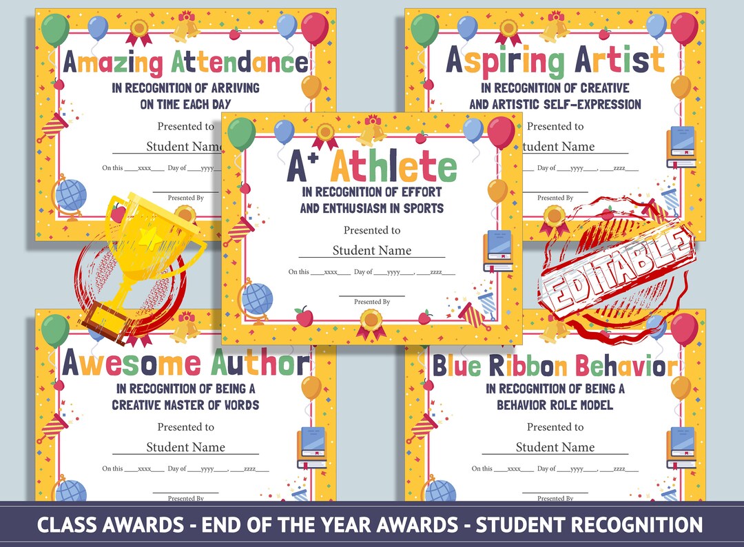 Editable Superlatives Certificates, End of the Year Classroom Awards ...