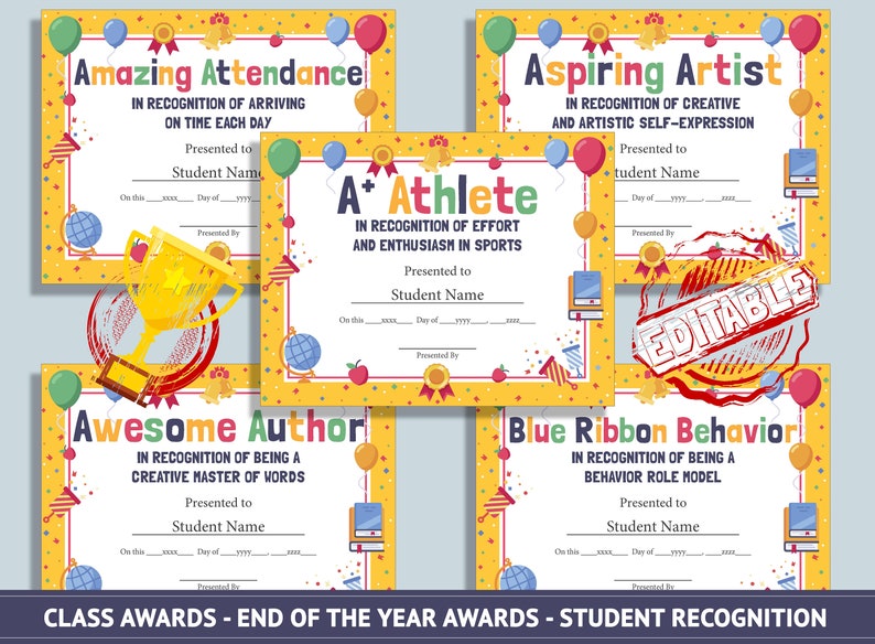 Editable Superlatives Certificates, End of the Year Classroom Awards ...