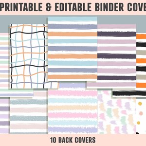 Hand Drawn Striped Pattern Binder Cover, 10 Printable & Editable Binder ...