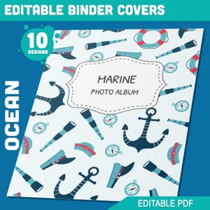Ocean Binder Cover, 10 Printable/editable Covers+spines, Planner Cover ...