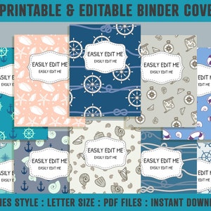 Marine Binder Cover, 10 Printable & Editable Binder Covers + Spines ...