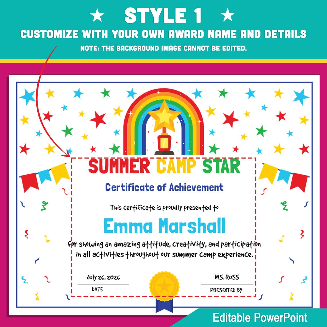 Editable Summer Camp Star Certificates – 4 Styles With Photo Option ...