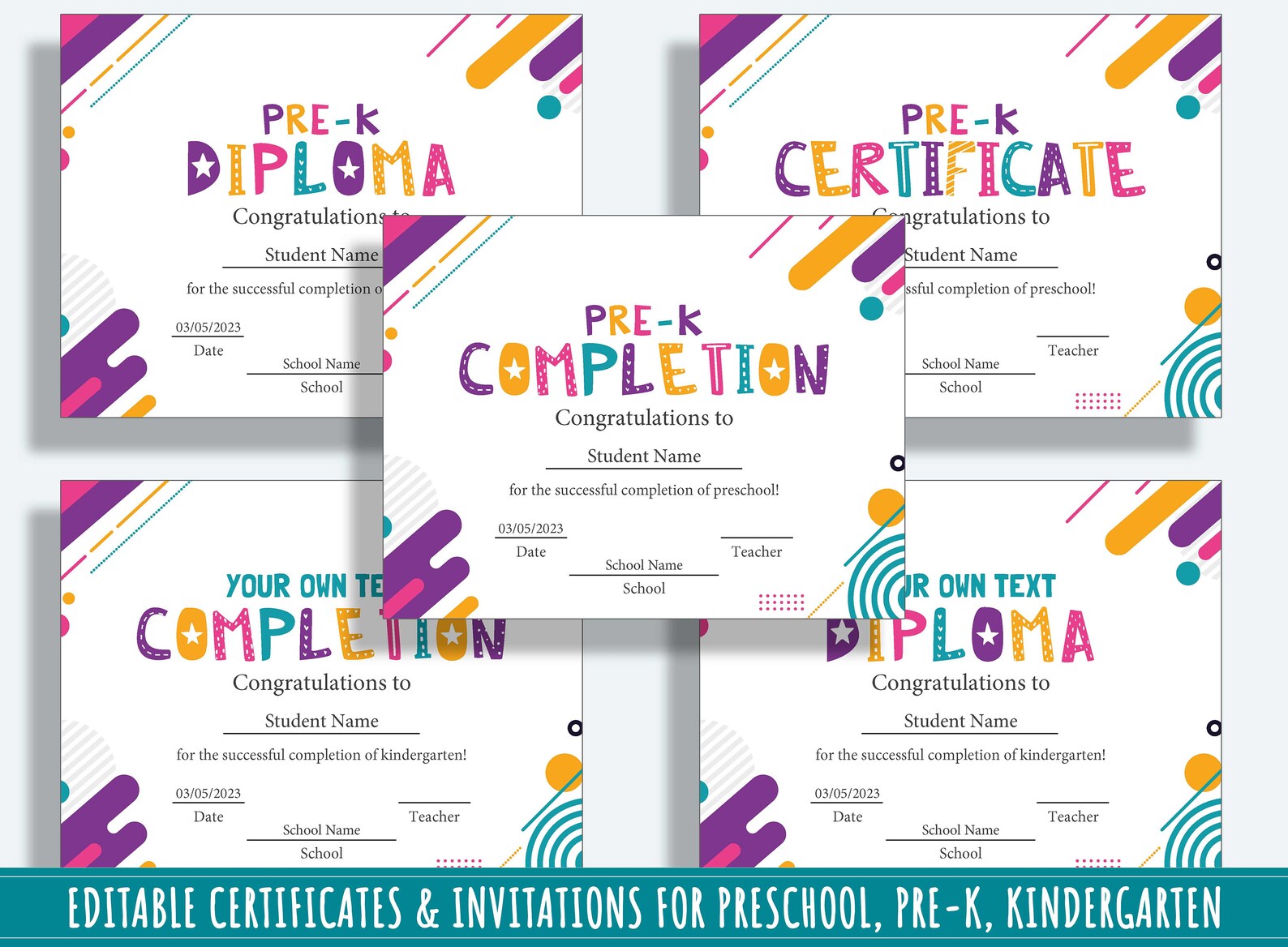 Editable Preschool Completion Certificates End of the Year - Etsy