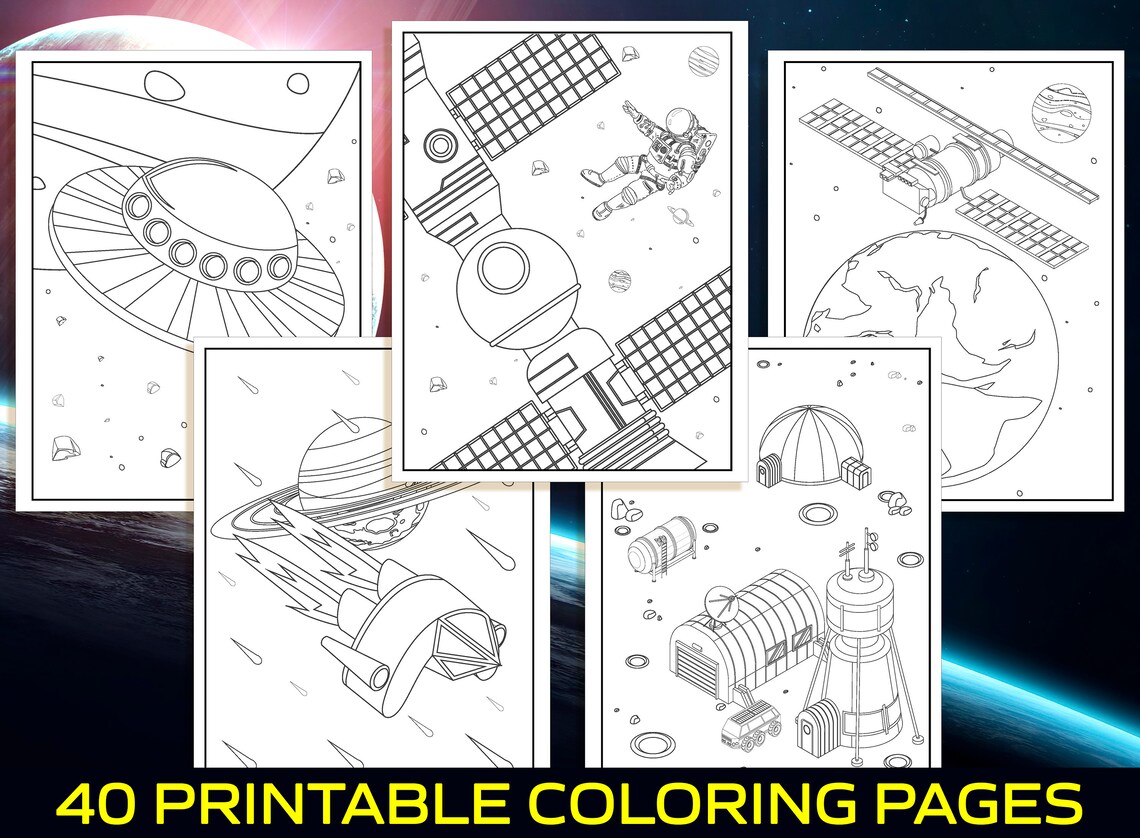 Space Coloring Pages 40 Printable Space Coloring Pages for - Etsy