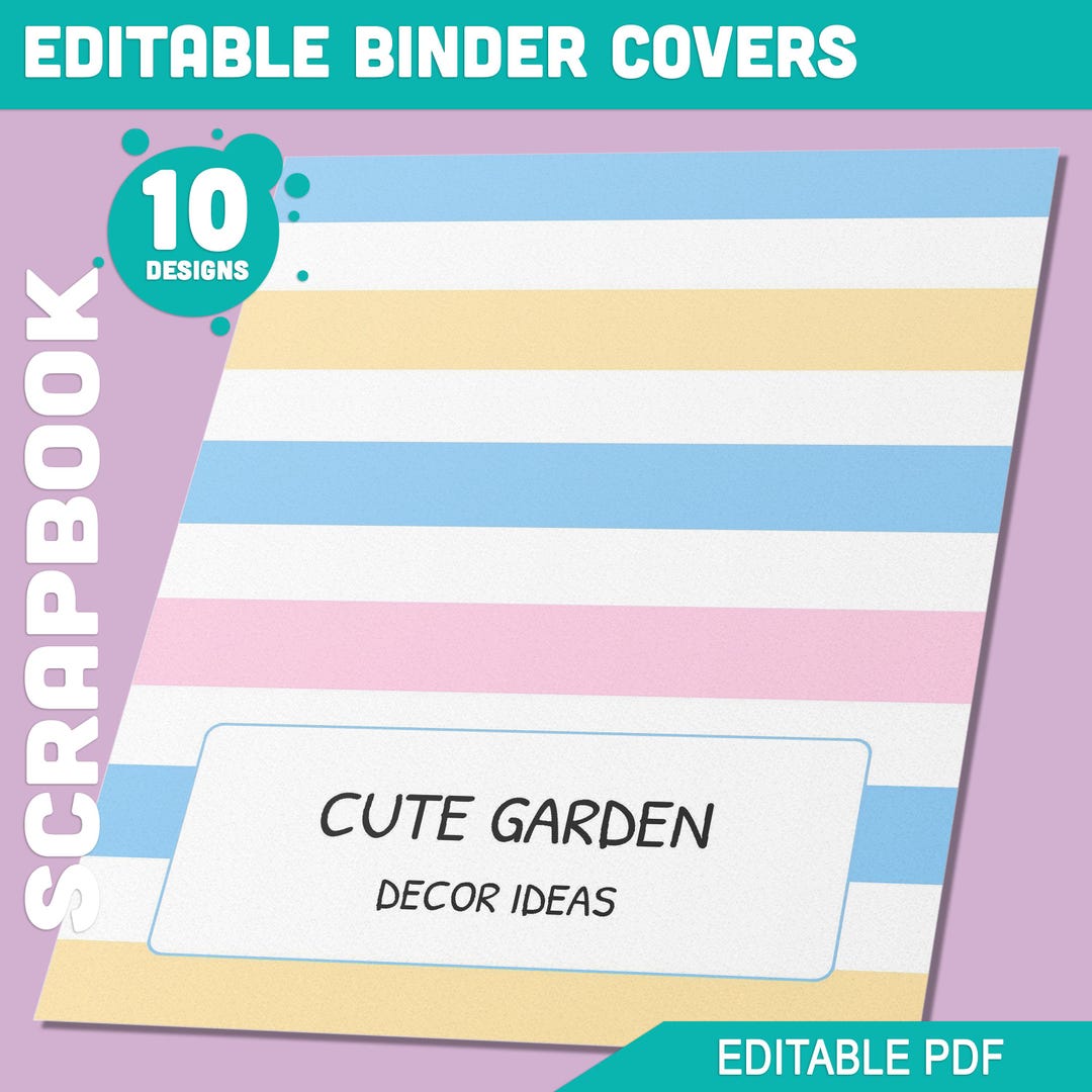 Binder Cover Inserts, 10 Printable & Editable Binder Coversspines ...