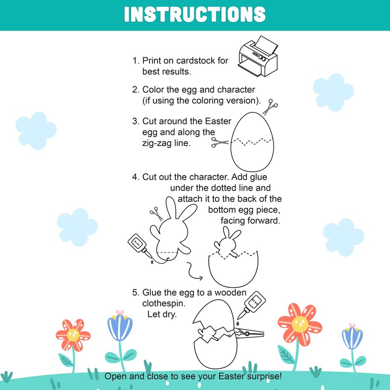 Easter Egg Clothespin Puppets Printable, Easter Surprise Craft ...