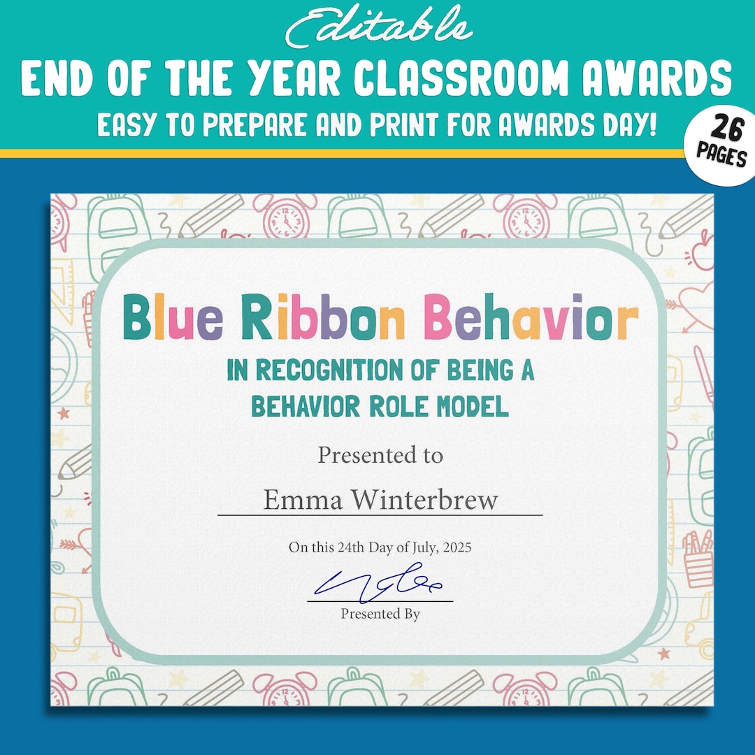 Editable Star Student Certificate, Annual Awards, End of School Year ...