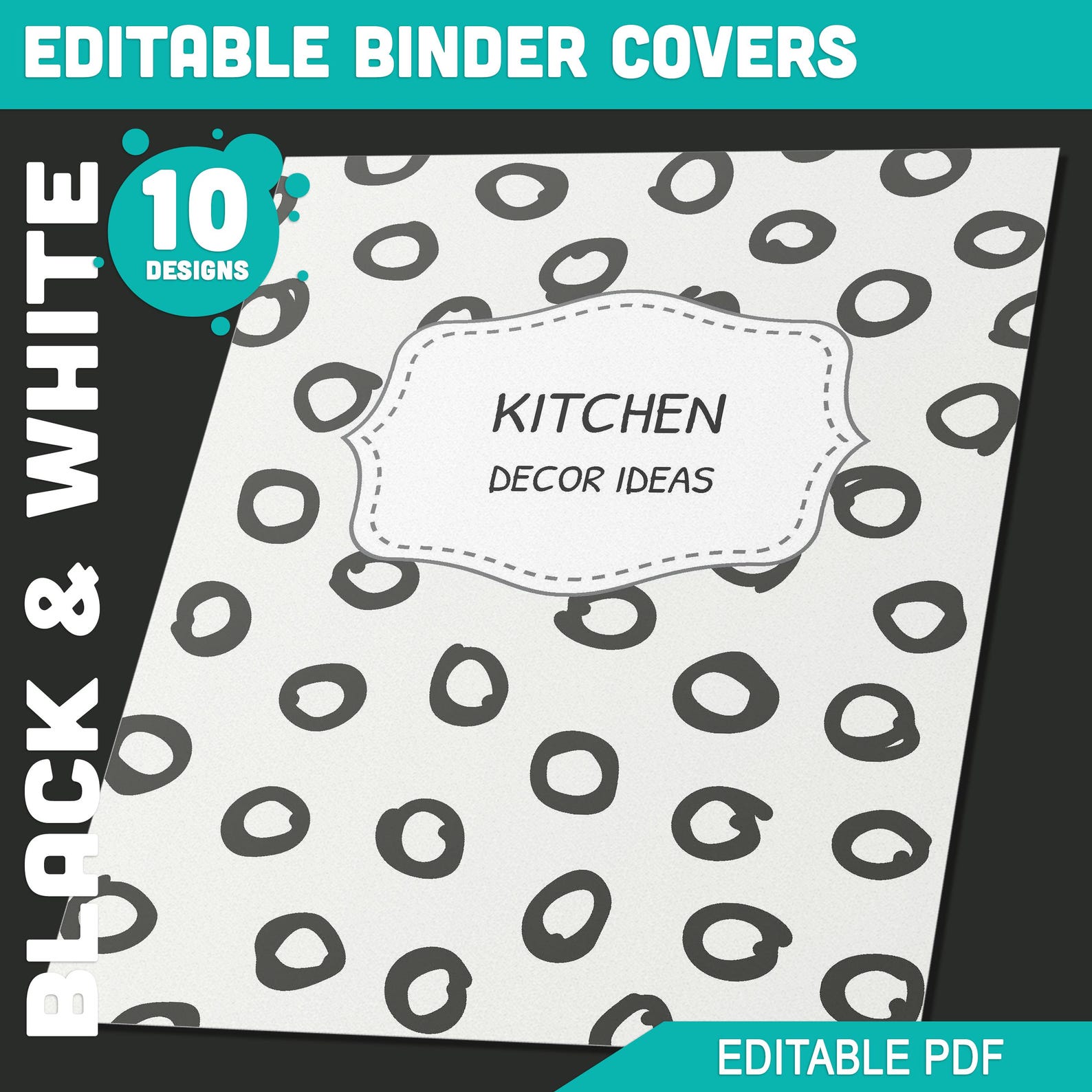 Binder Cover Printable Editable, 10 Coversspines, Binder Insert ...