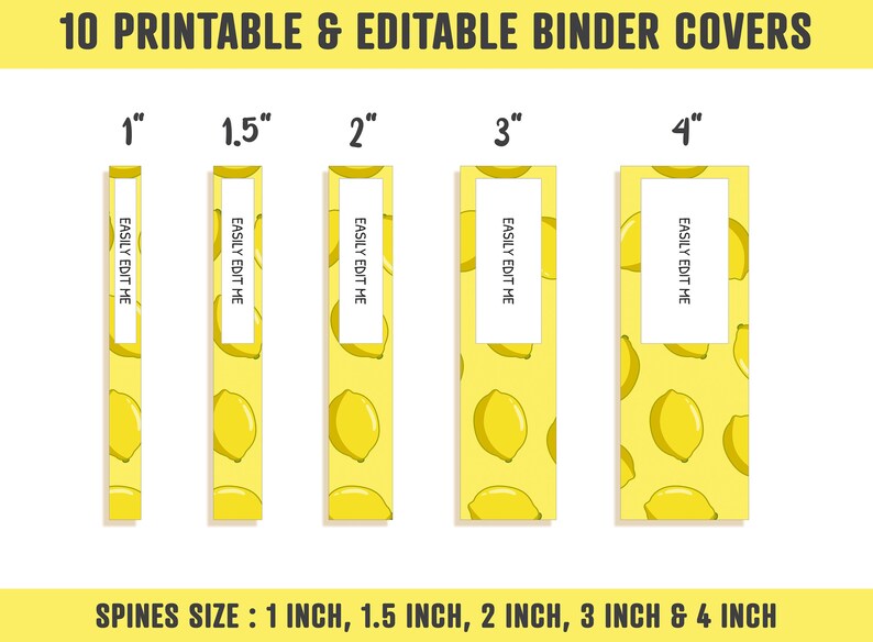 Binder Cover Printable Editable, 10 Coversspines, Binder Inserts ...