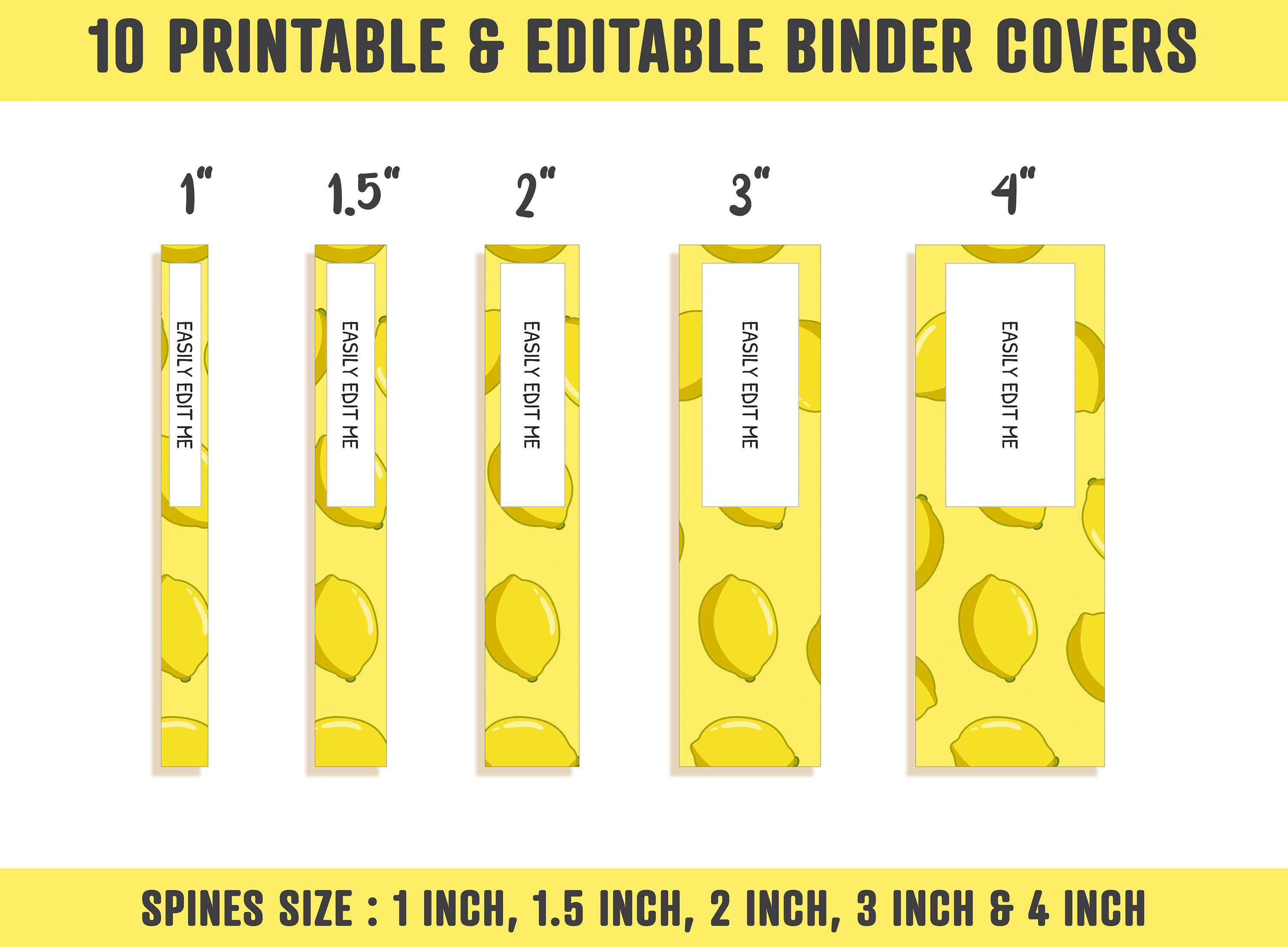 Binder Cover Printable Editable, 10 Coversspines, Binder Inserts ...