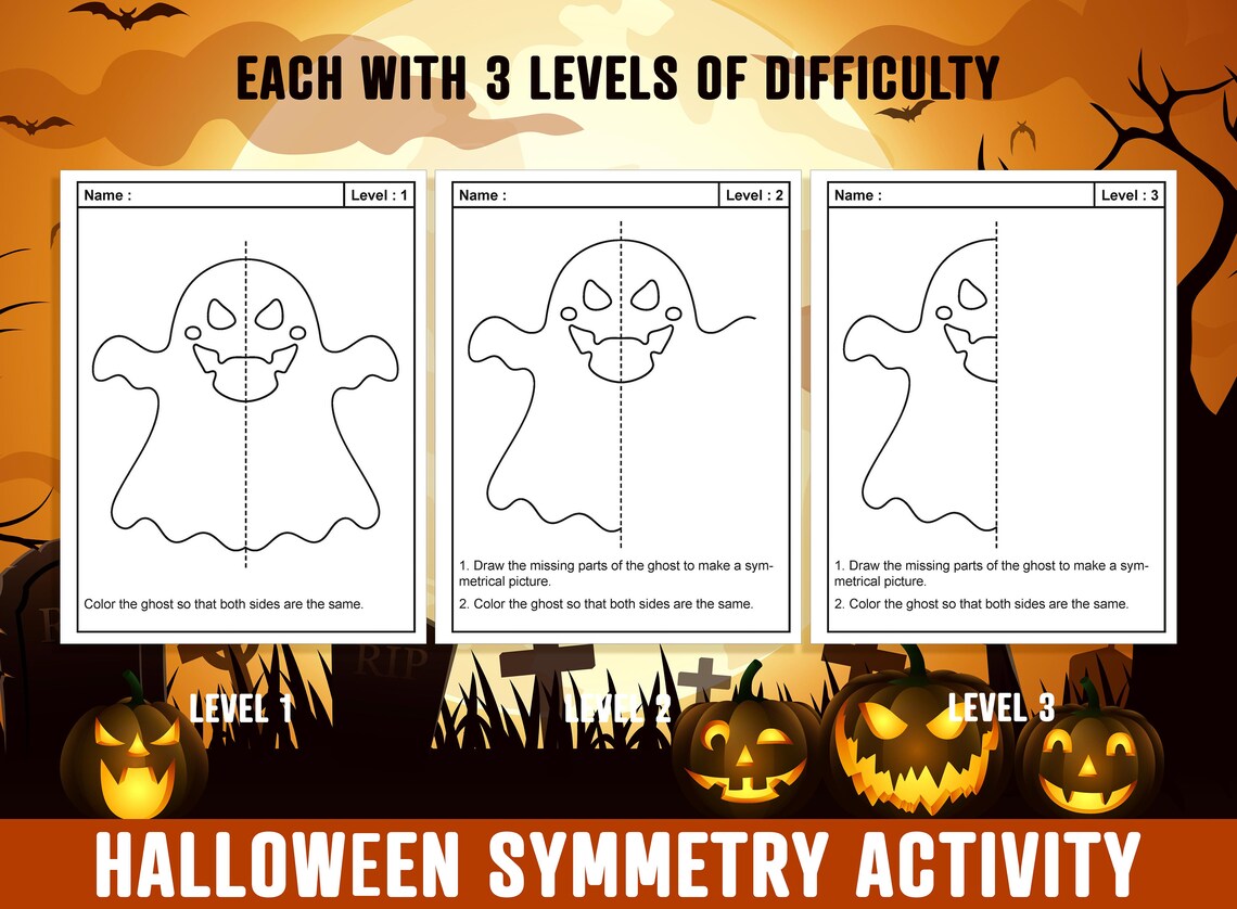 Halloween Symmetry Worksheet, Halloween Theme Lines of Symmetry ...