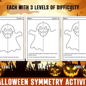 Halloween Symmetry Worksheet, Halloween Theme Lines of Symmetry ...