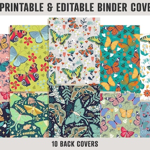 Butterfly Binder Cover, 10 Printable Editable Covers+spines, Binder ...