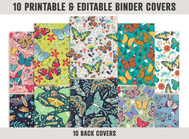 Butterfly Binder Cover 10 Printable Editable Coversspines - Etsy