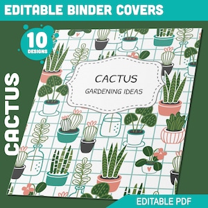 Cactus Binder Cover, 10 Printable/editable Covers+spines, Binder Insert ...